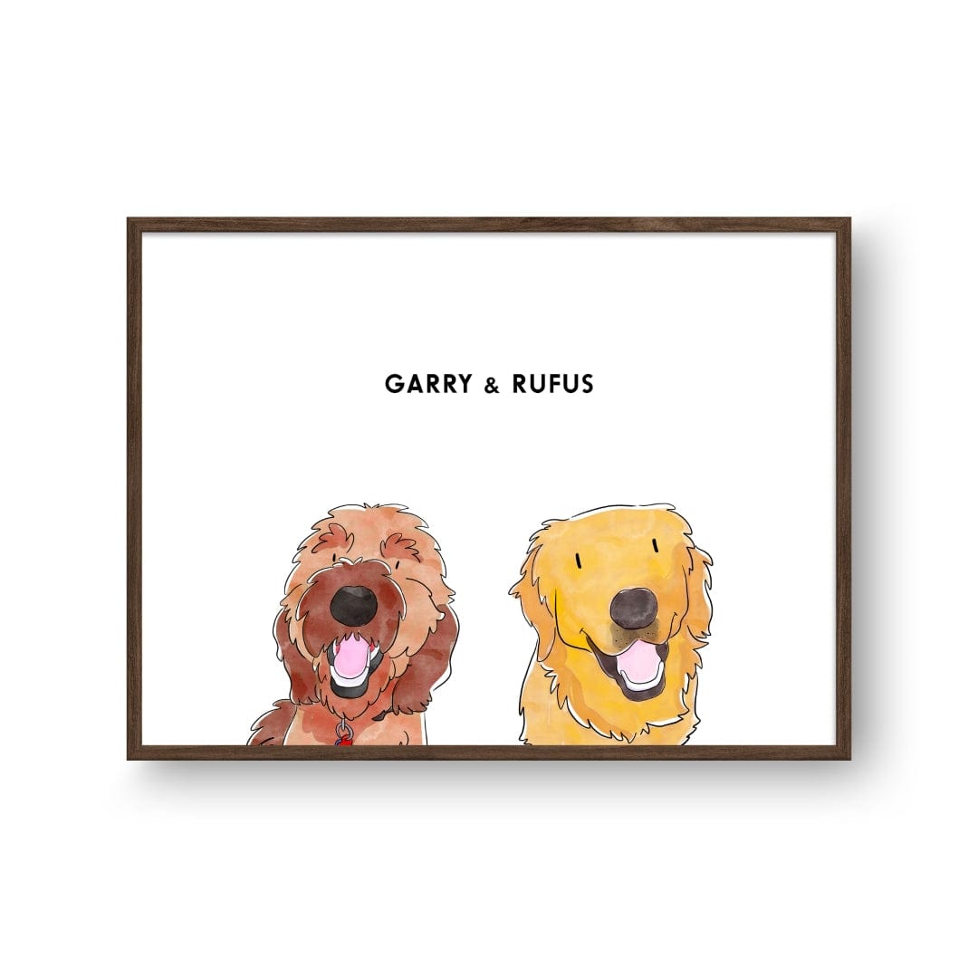 Custom Watercolor Portrait - Two Pets - Crown and Paw – Crown & Paw